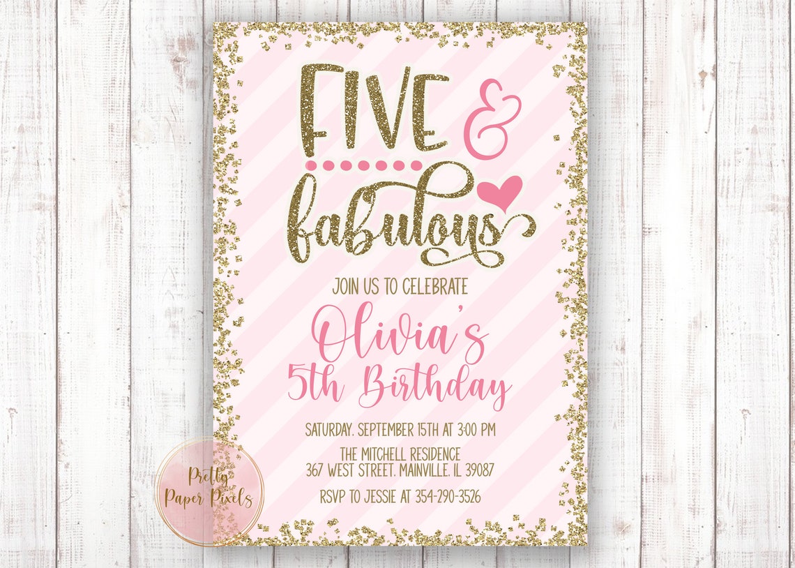 Five and Fabulous, Five, Fabulous, Birthday, Invitation, 5th, Five ...