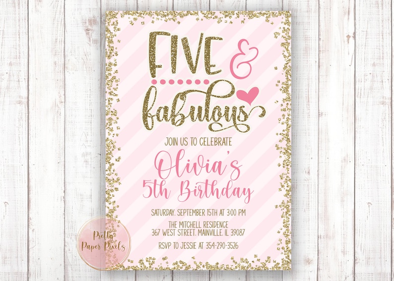 Five and Fabulous, Five, Fabulous, Birthday, Invitation, 5th, Five ...