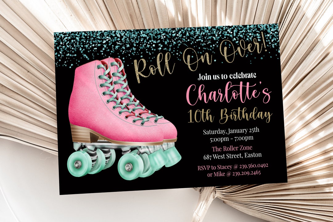 Roller Skating Birthday Invitations Printable