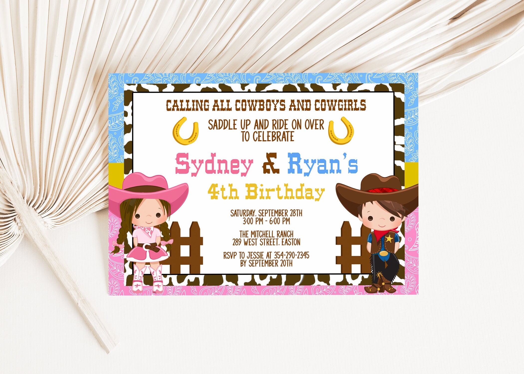 Invitaciones Para Fiesta Western En Blanco Plantillas Para
