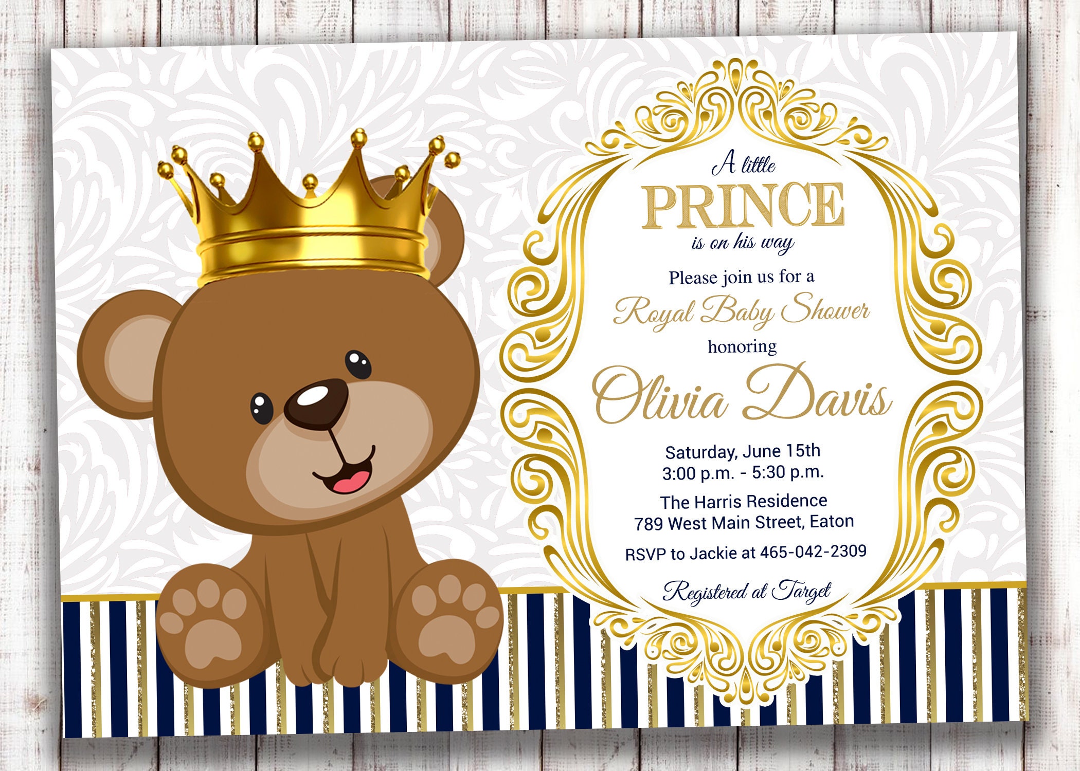 Royal Prince, Teddy Bear Baby Shower, Boy, Blue, Bear Prince, Baby ...
