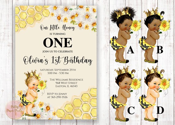 Bee Birthday Party Invitation Honey Bee Bee First Birthday | Etsy