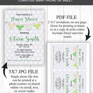 Diaper Shower Invitation, Diaper, Wipes, Neutral, Party, Boy, Girl ...