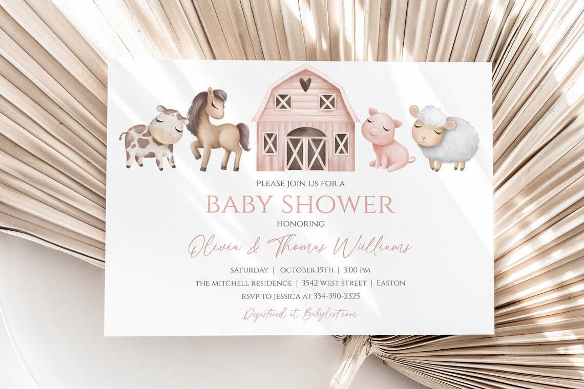 Farm Girl Baby Shower Invitation Baby Girl Girl Farm - Etsy