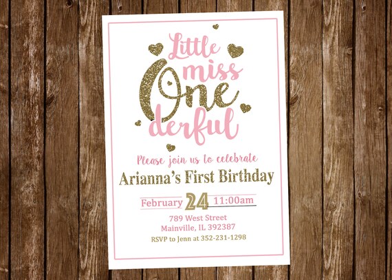 Little Miss Onederful Little Miss Onederful Invitation Pink - Etsy