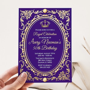 Royal Birthday Party Invitation Purple and Gold - Royal Celebration ...