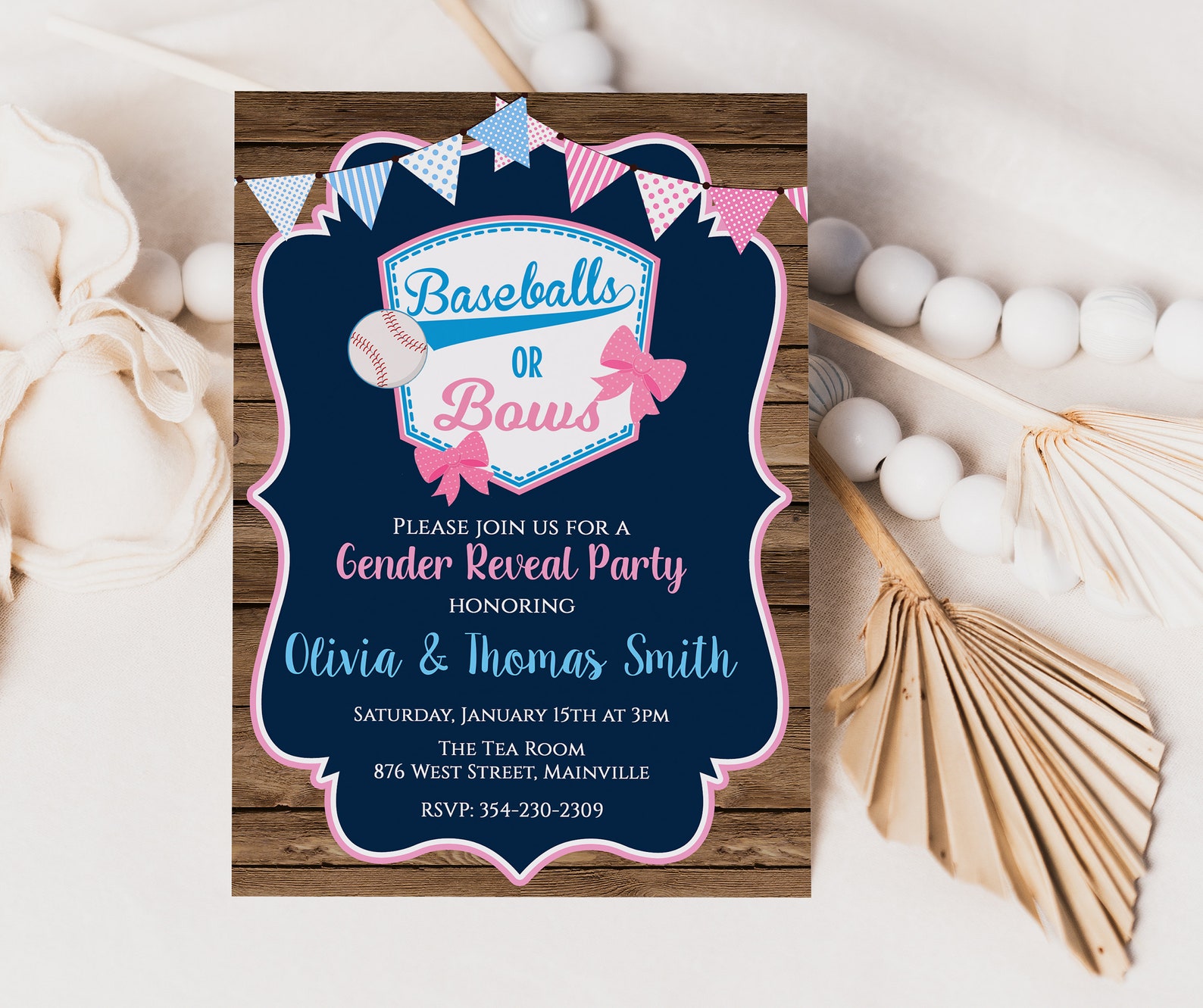 Baseballs or Bows Gender Reveal Baseball Bow Boy or Girl - Etsy