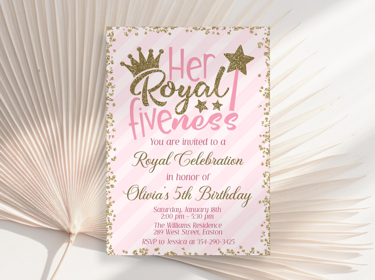 Royal Fiveness 5th Birthday Invitation, Fifth Birthday, 5th, Five ...