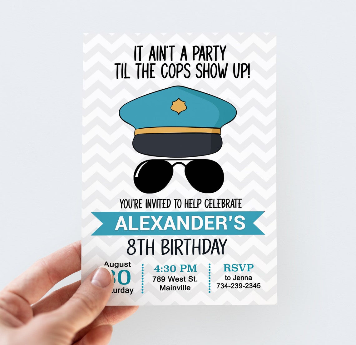 Police Birthday Party Invitation Police Cop Cops Birthday - Etsy