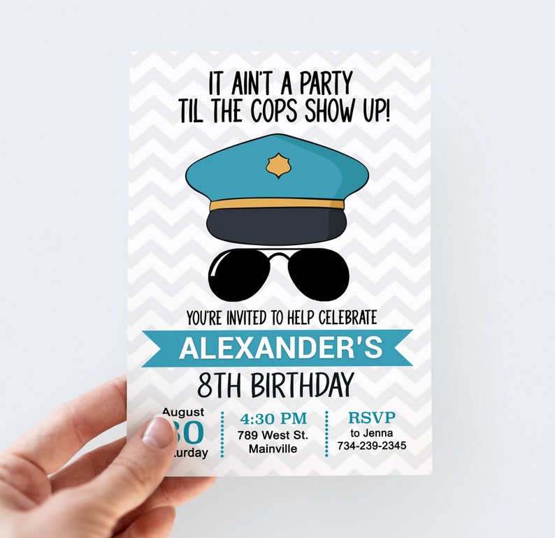 Police Birthday Party Invitation Police Cop Cops Birthday - Etsy