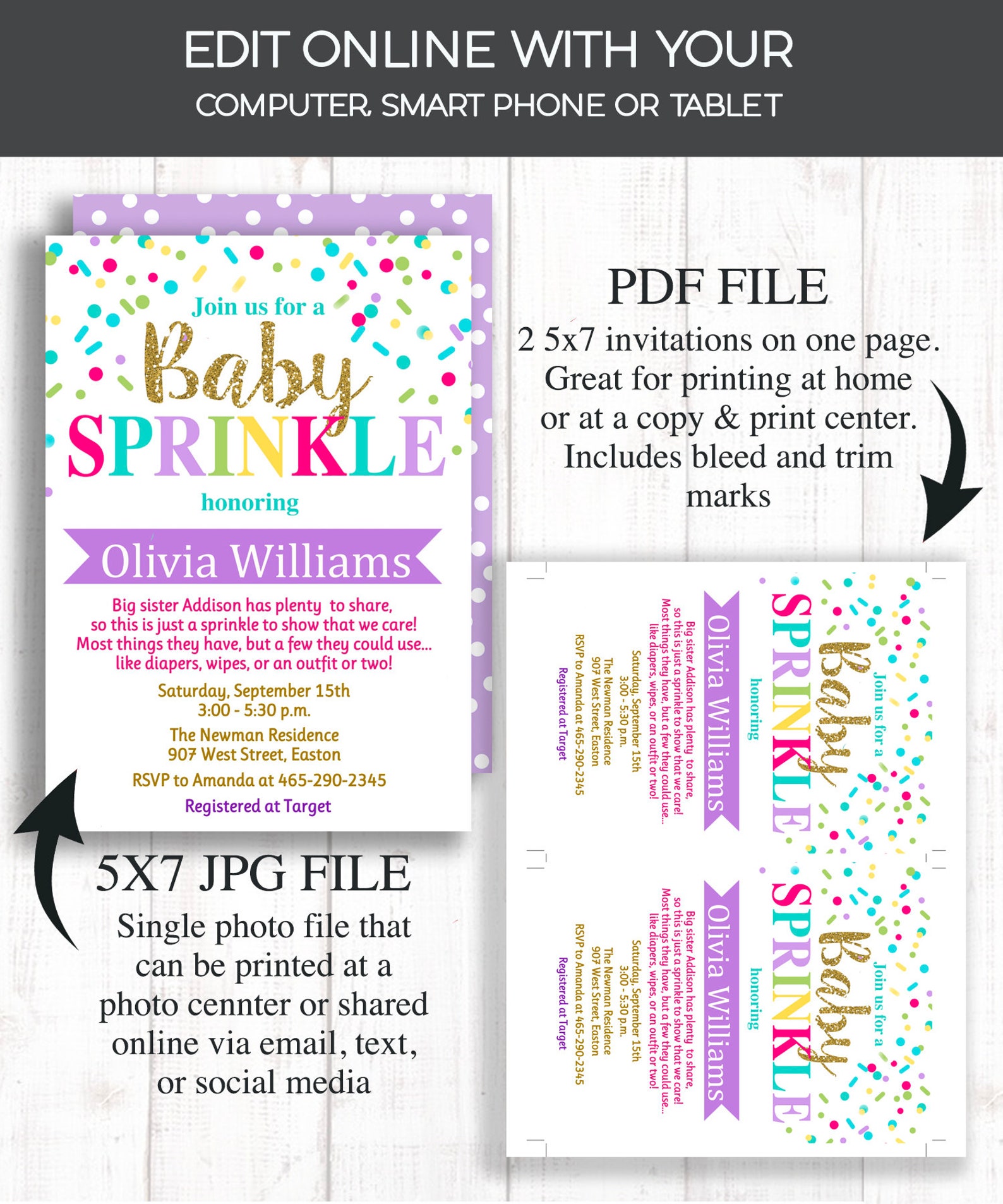 Baby Sprinkle Invitation Baby Baby Girl Sprinkle Girl - Etsy