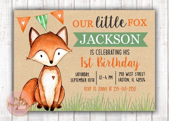 Fox Birthday Invitation Template Woodland Birthday Invitation Template ...