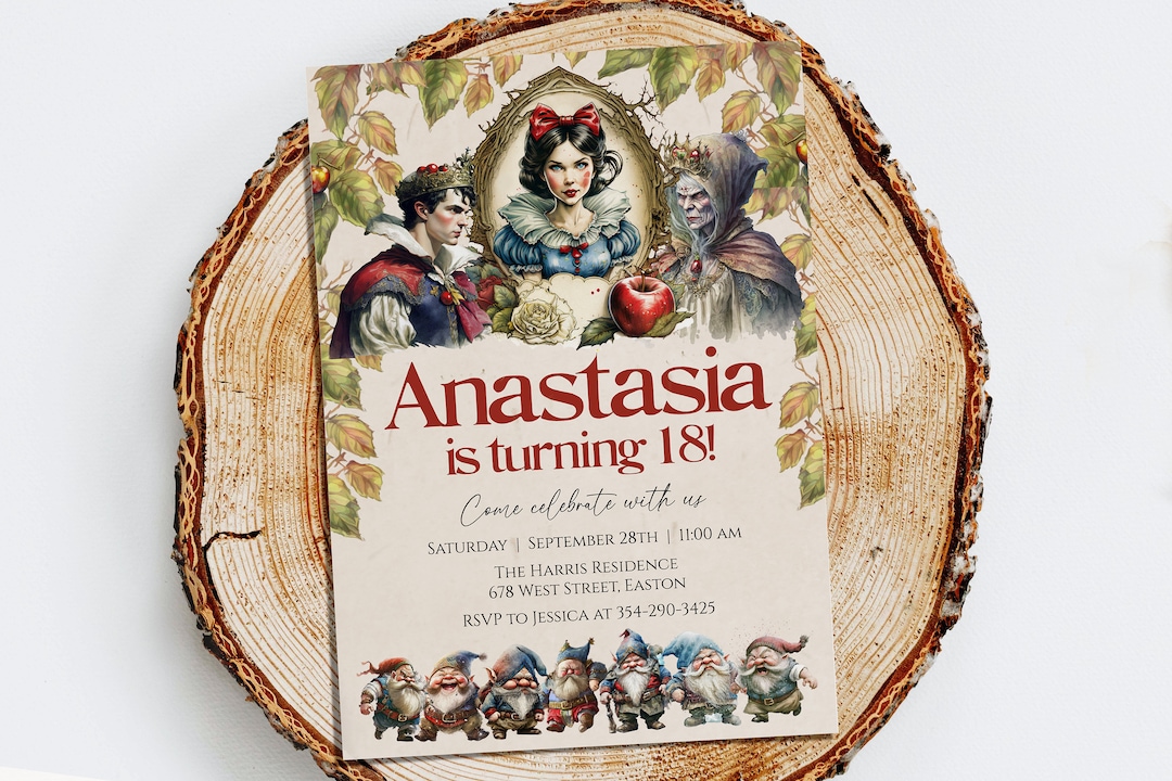 Snow White Birthday Invitation, Snow White, Gothic, Storybook ...