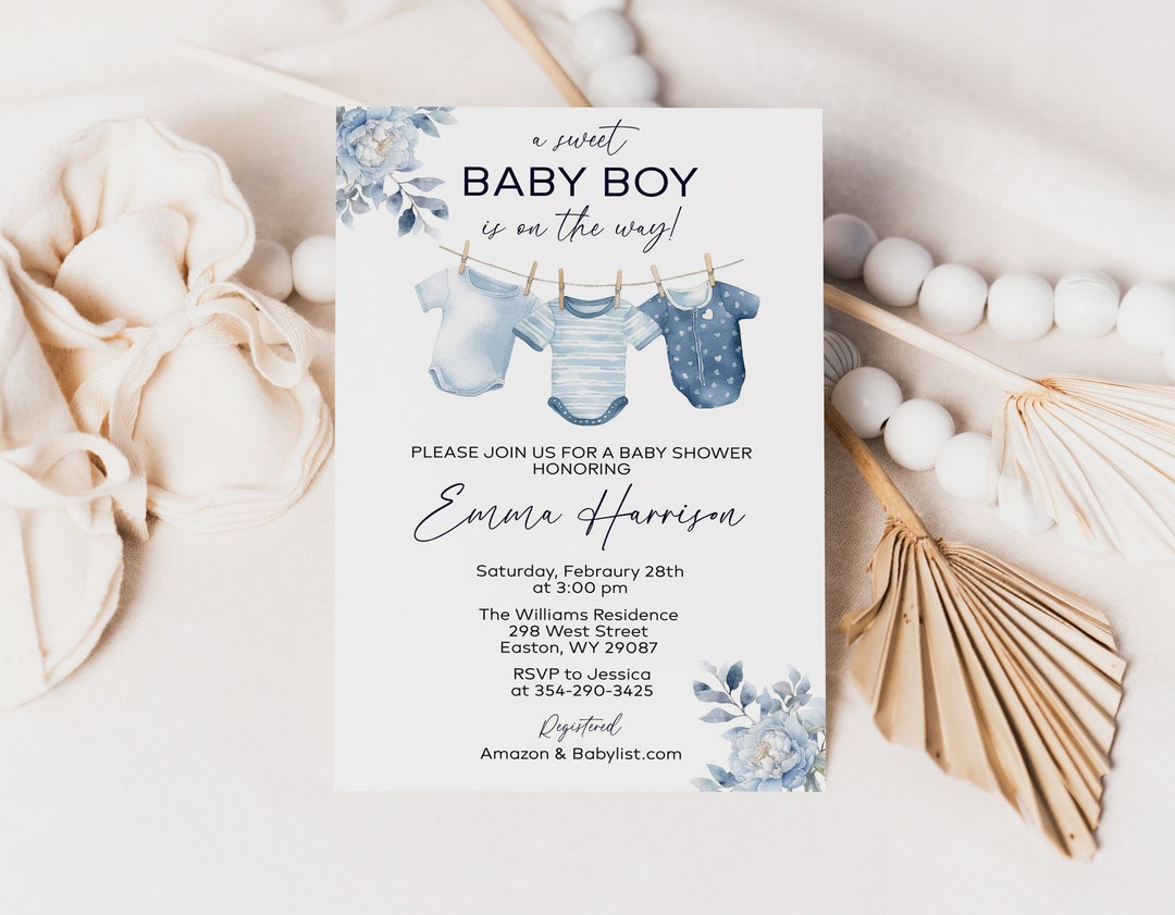 INSTANT DOWNLOAD Boy Baby Shower Invitation A Sweet Baby Boy is on the ...