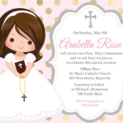 First Communion Invitation Girl First Communion - Etsy