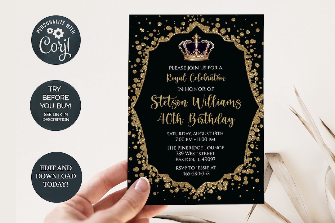 Royal Birthday Party Invitation, King, Prince, Royal Celebration, Boy ...