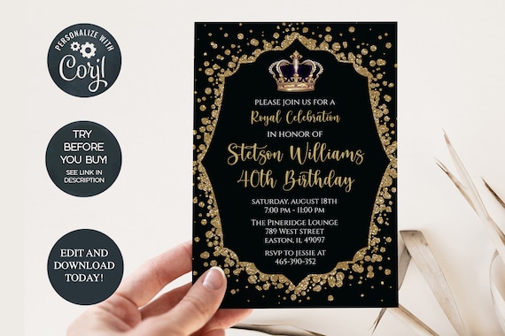 Royal Birthday Party Invitation King Prince Royal - Etsy