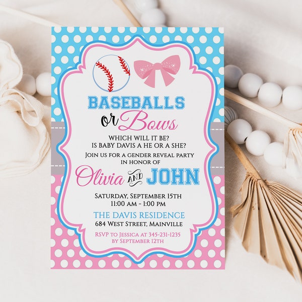 Baseball Gender Reveal Invitation - Etsy