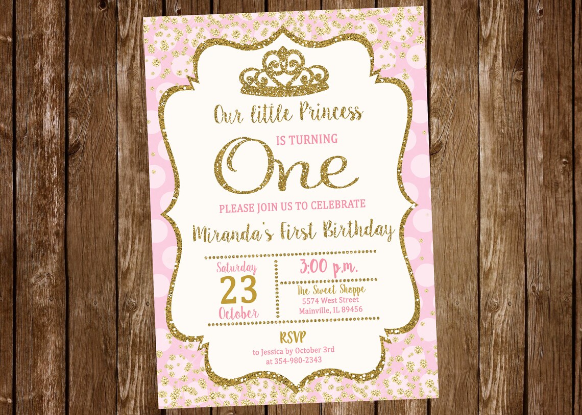 Princess Invitation One Princess First Birthday Invitation - Etsy
