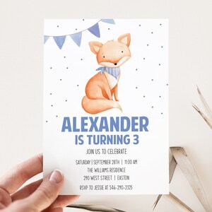 INSTANT DOWNLOAD Little Fox Boy Birthday Invitation, Woodland, Little ...