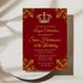 Instant Download Royal Birthday Party Invitation King Queen Red Gold ...