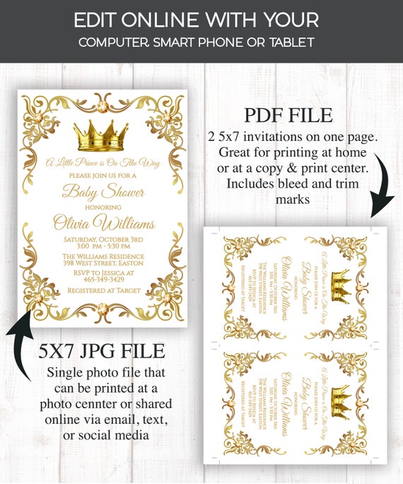 Formal Royalty Baby Boy Elegant White and Gold Crown King Prince Royal ...
