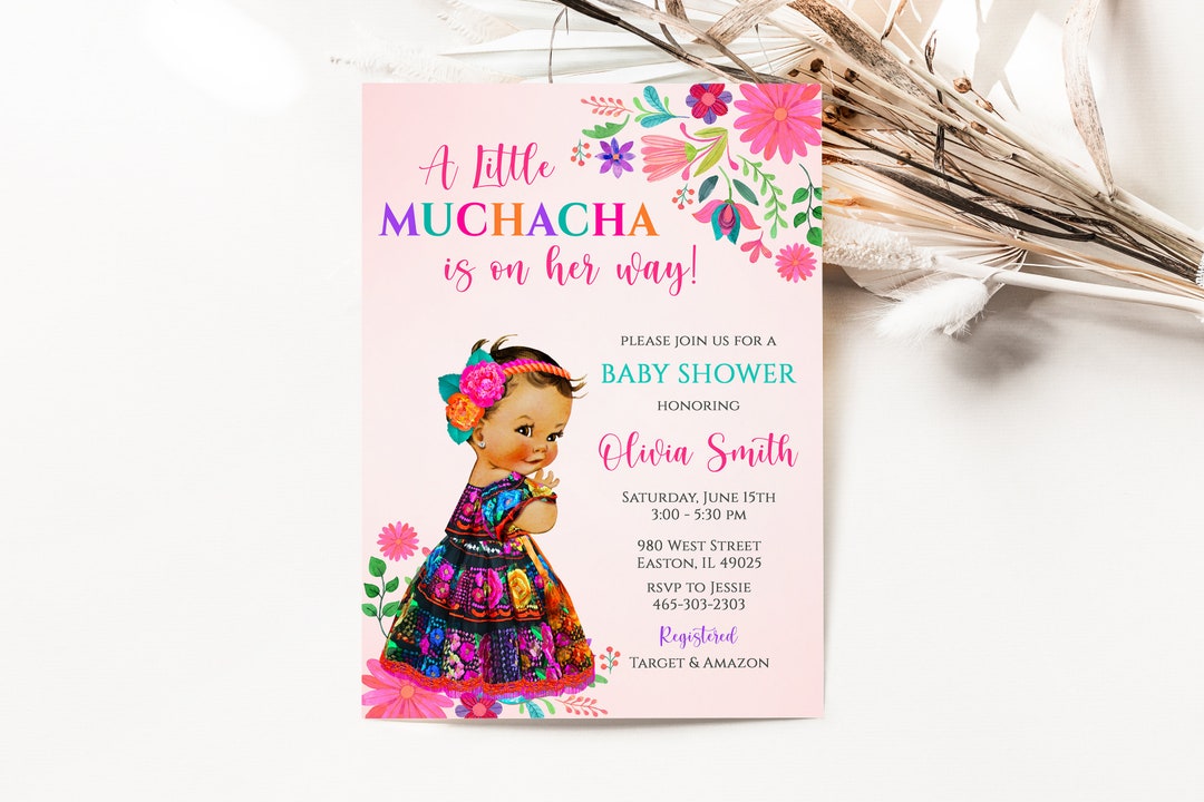 Muchacha Baby Shower Invitation, Fiesta, Baby Girl, Girl, Baby Shower ...
