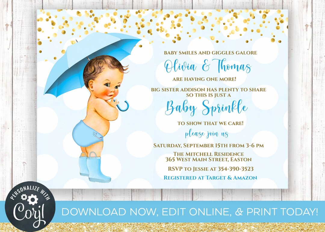 Boy Baby Sprinkle Invitation, Baby Boy Sprinkle, Baby Shower, Sprinkle ...