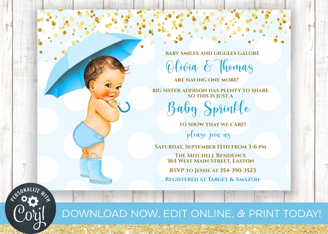 Boy Baby Sprinkle Invitation Baby Boy Sprinkle Baby Shower - Etsy