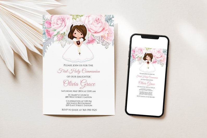 First Holy Communion Girl Invitation Communion First - Etsy