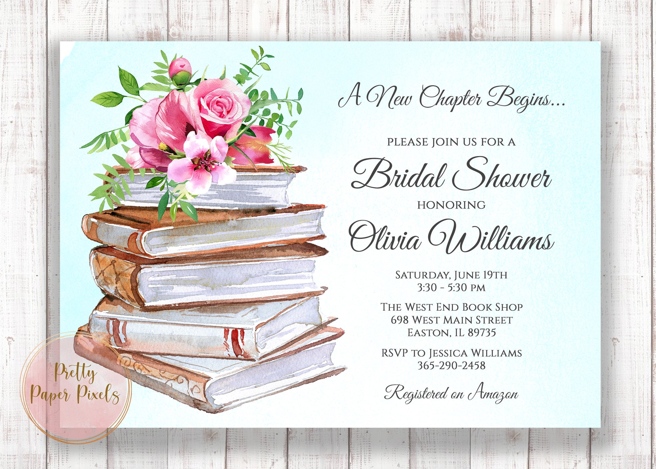 Book Bridal Shower Invitation Library Bridal Shower | Etsy