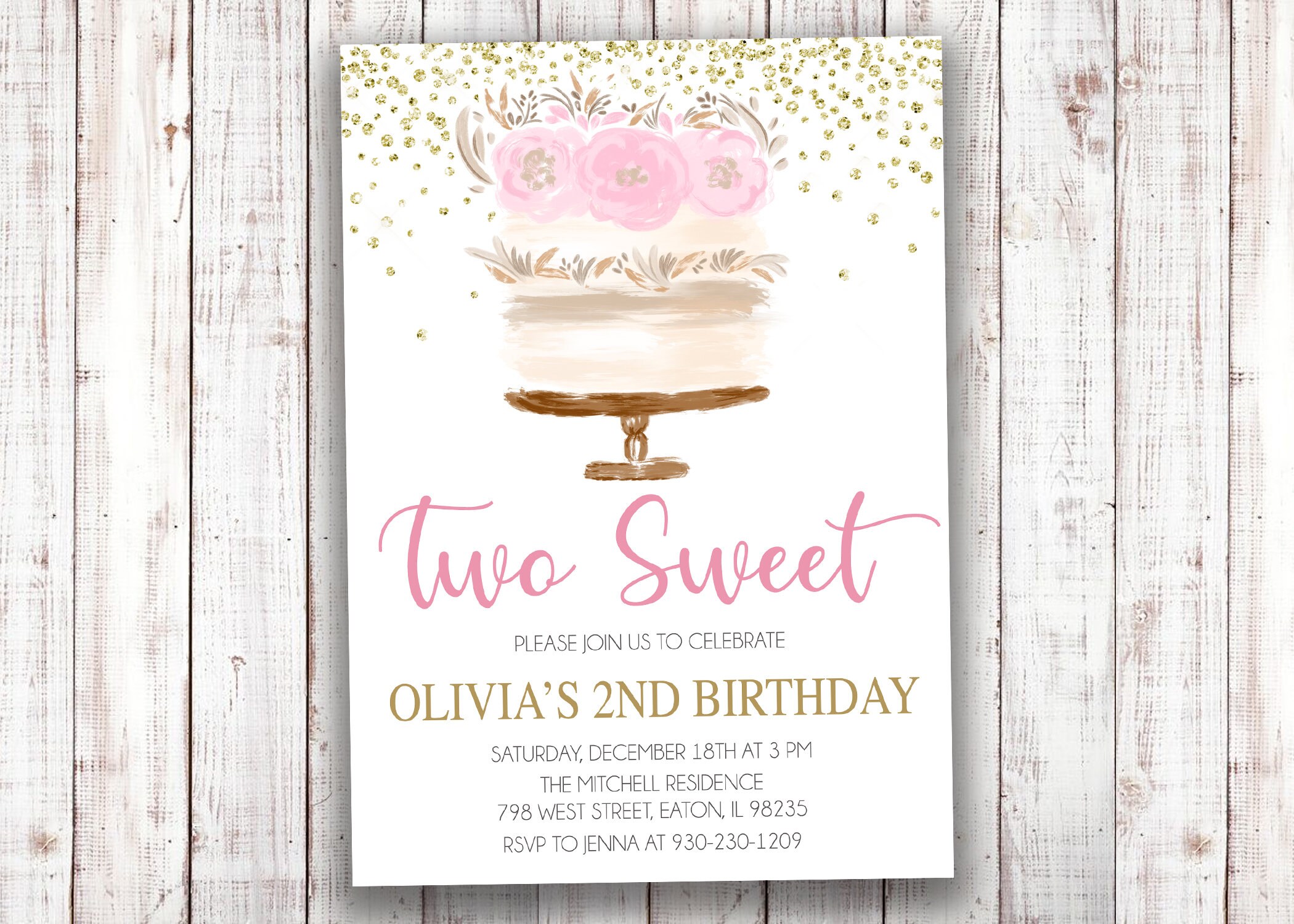 Two Sweet Second Birthday Party Invitation Second Birthday | Etsy