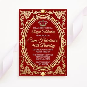 Instant Download - Royal Birthday Party Invitation - King Queen - Red ...