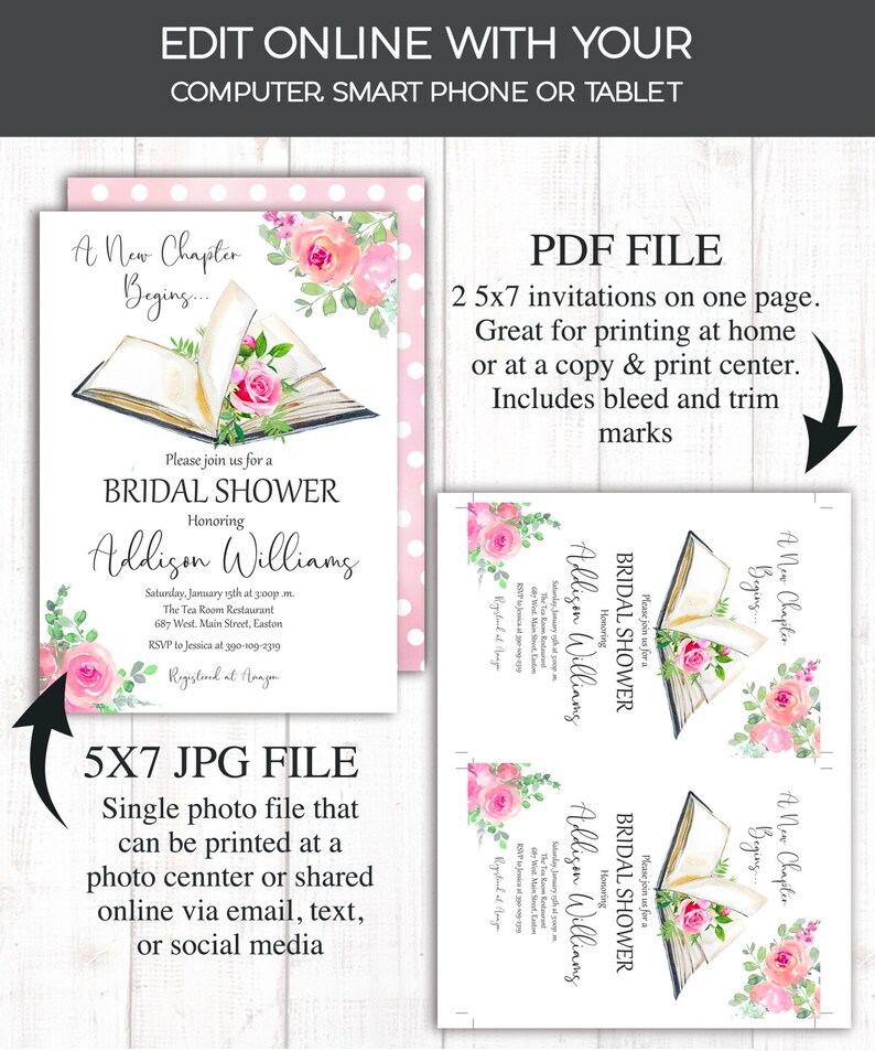 Book Bridal Shower Invitation A New Chapter Library - Etsy