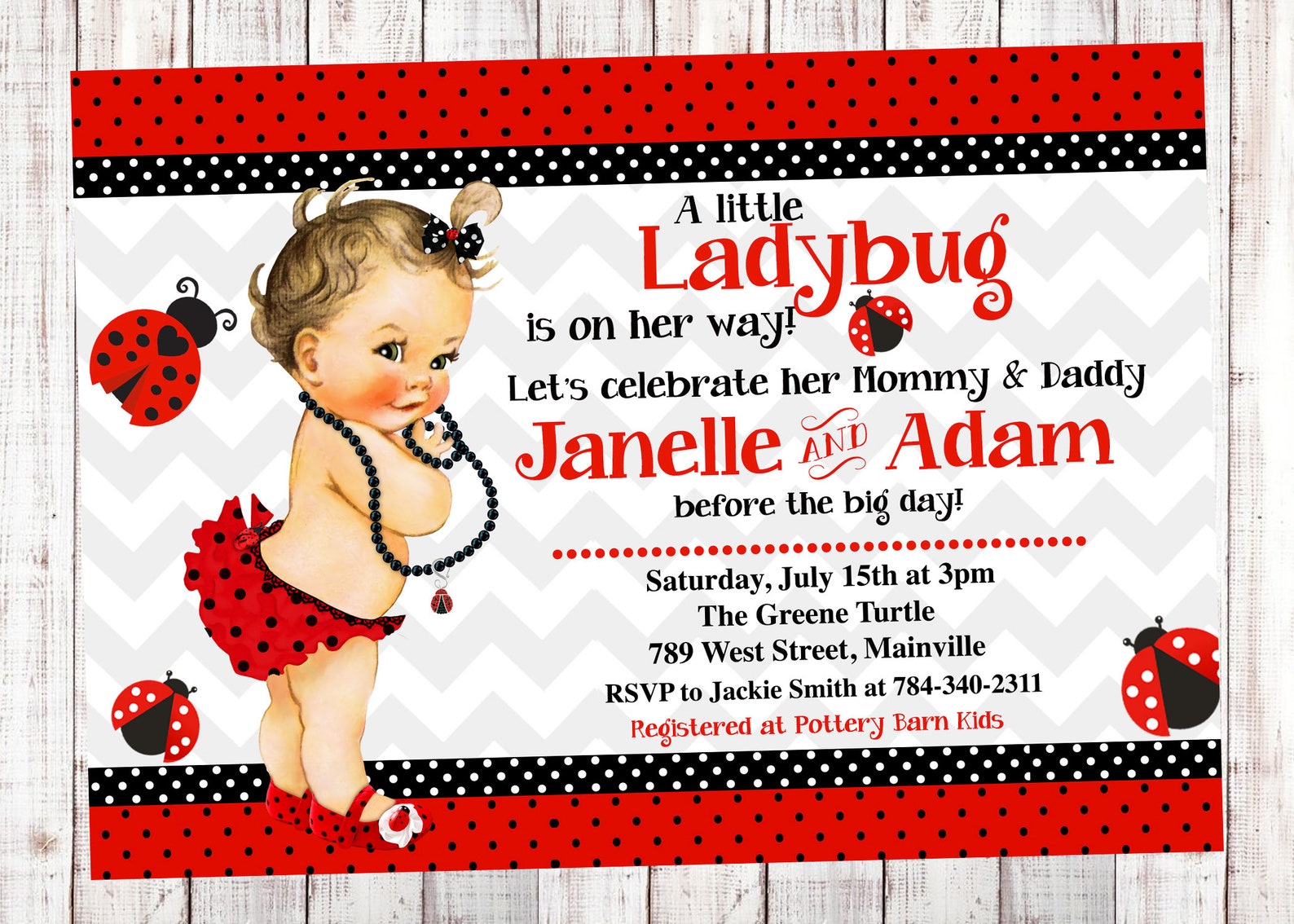 Ladybug Baby Shower Invitation Ladybug Little Lady Red | Etsy