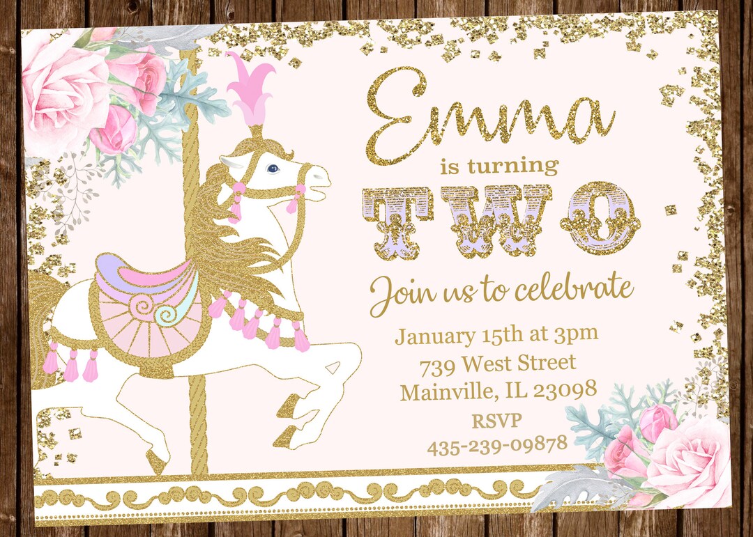 Carousel Birthday Invitation Carousel Birthday Party - Etsy