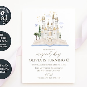 INSTANT DOWNLOAD Princess Castle Birthday Party Invitation, Magical Day ...