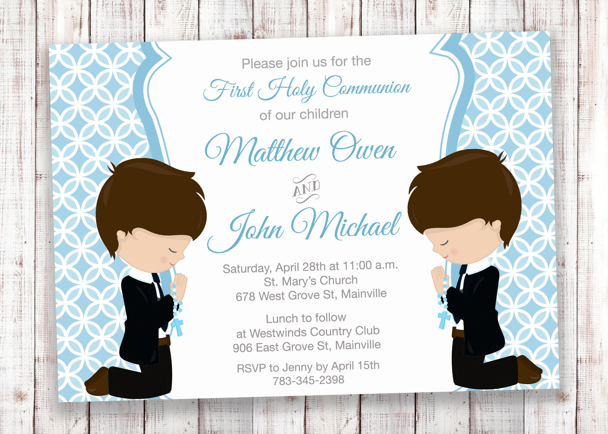 First Holy Communion Invitation for Siblings Twins Cousins | Etsy