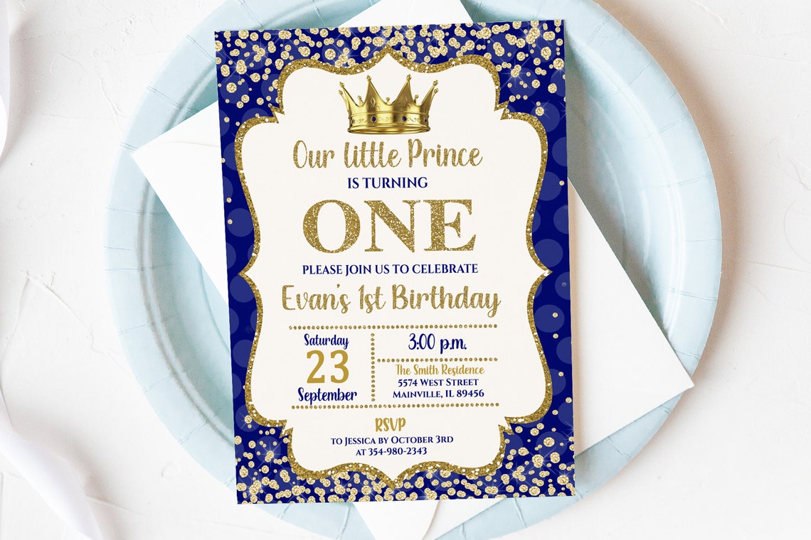 Prince First Birthday Invitation Prince Royal 1st Birthday - Etsy