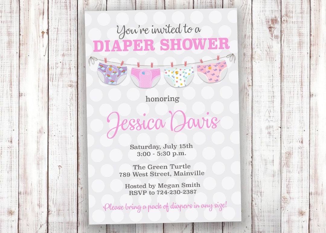 Diaper Shower Invitation, Diaper, Baby Shower, Diaper Invitation ...