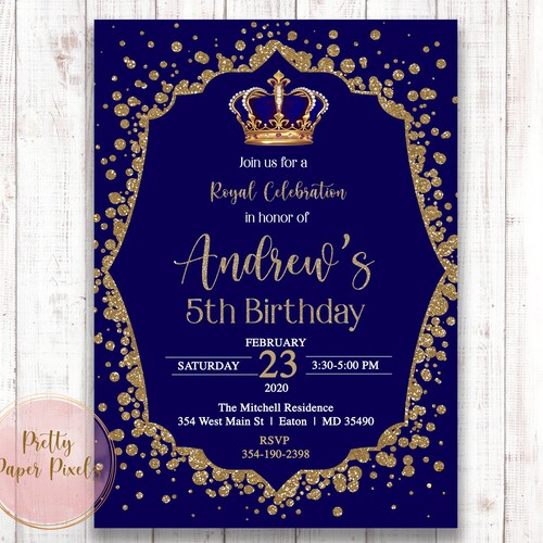 Prince Birthday Party Invitation Little Prince Royal King - Etsy