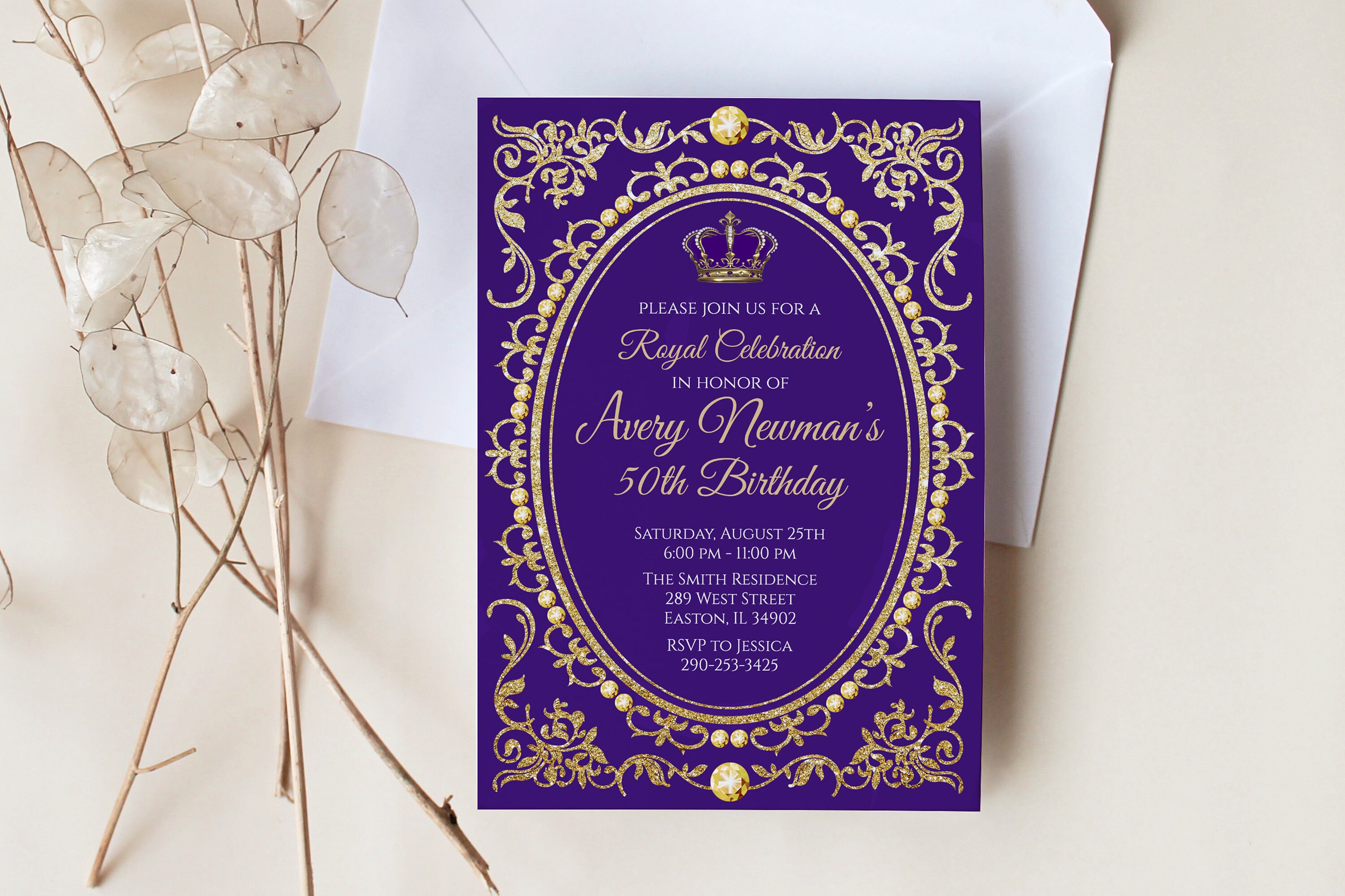Royal Birthday Party Invitation Purple and Gold - Royal Celebration ...