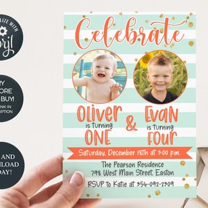 Sibling Birthday Invitation, Joint Birthday, Party, Brothers, Sisters ...
