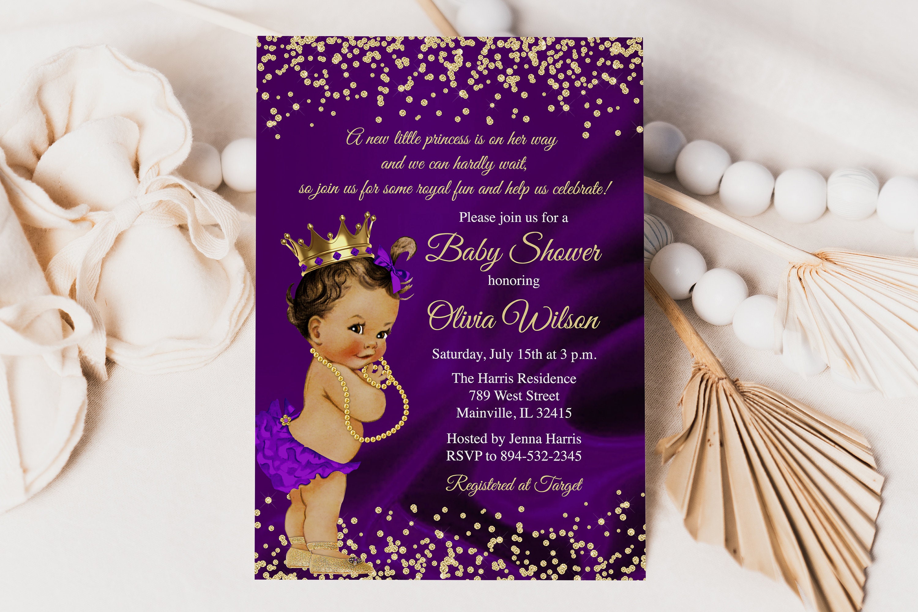 Purple Baby Shower Invitations For Girls