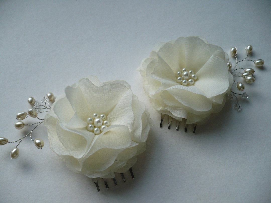 Ivory Flower Hair Combs Bridal Hairpieces Wedding - Etsy