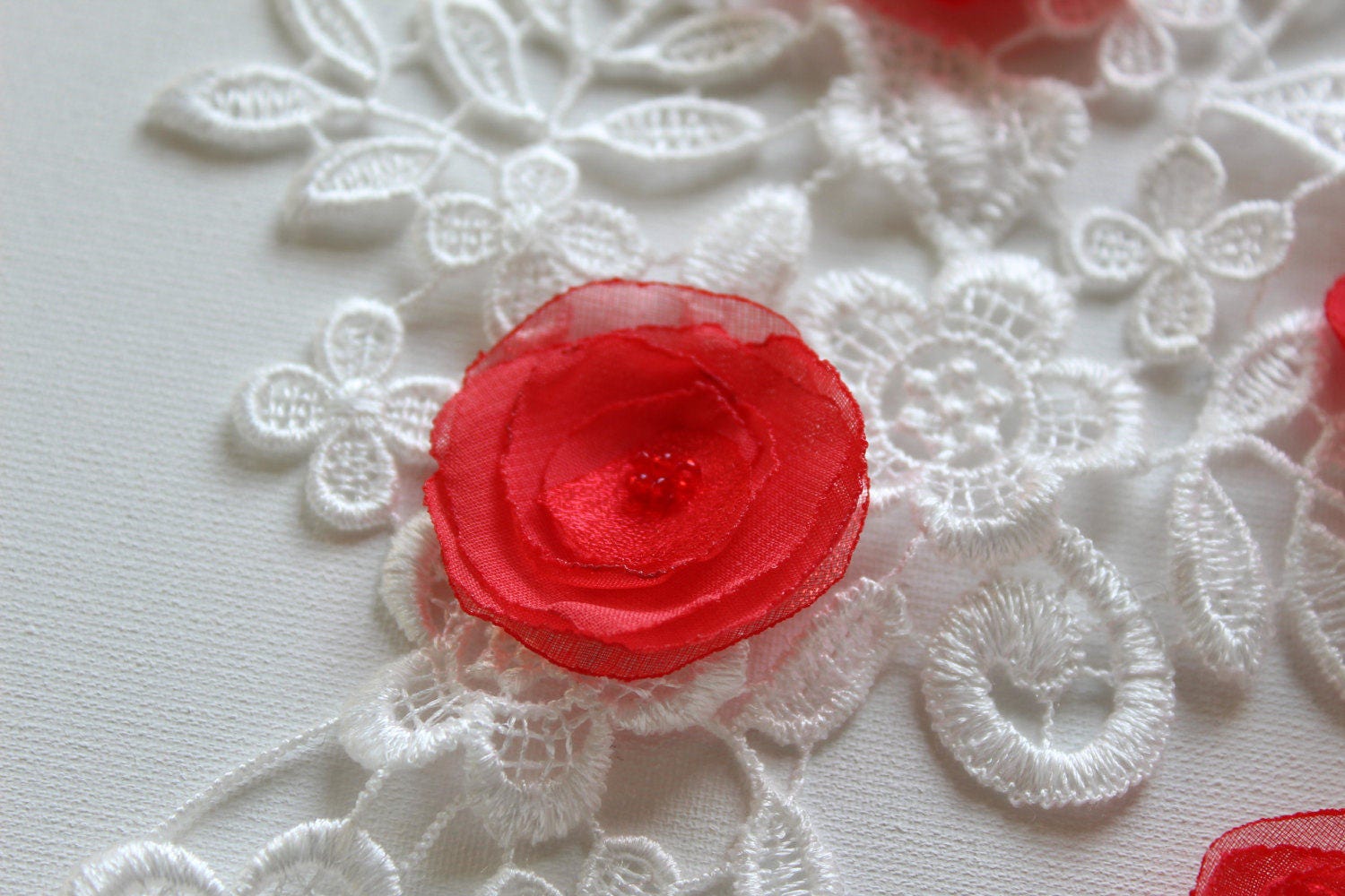 Red Fabric Flowers fabric Flowers mini Flowers chiffon - Etsy