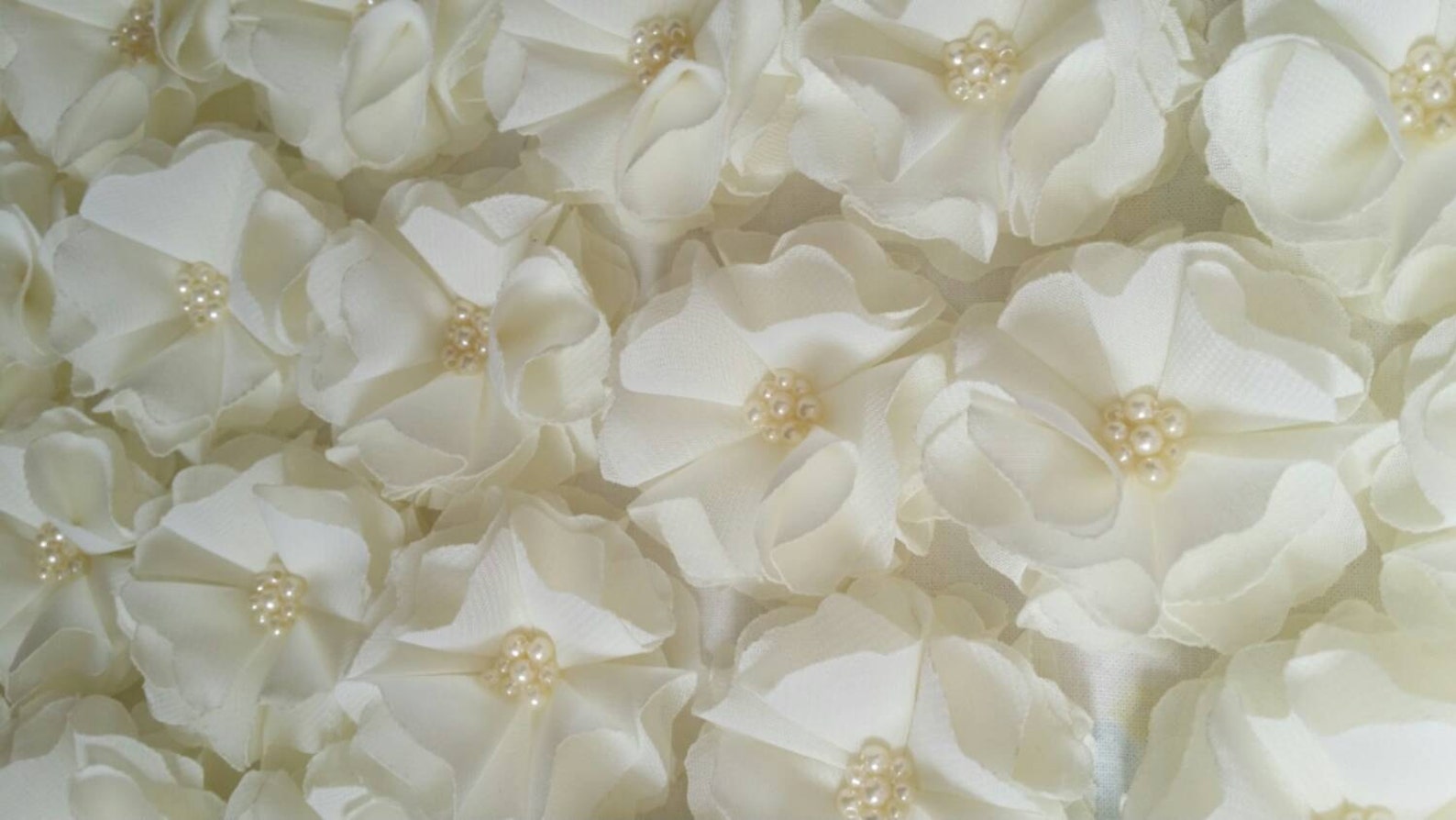 Ivory Fabric Flowers Decorations Appliques Embellishments - Etsy