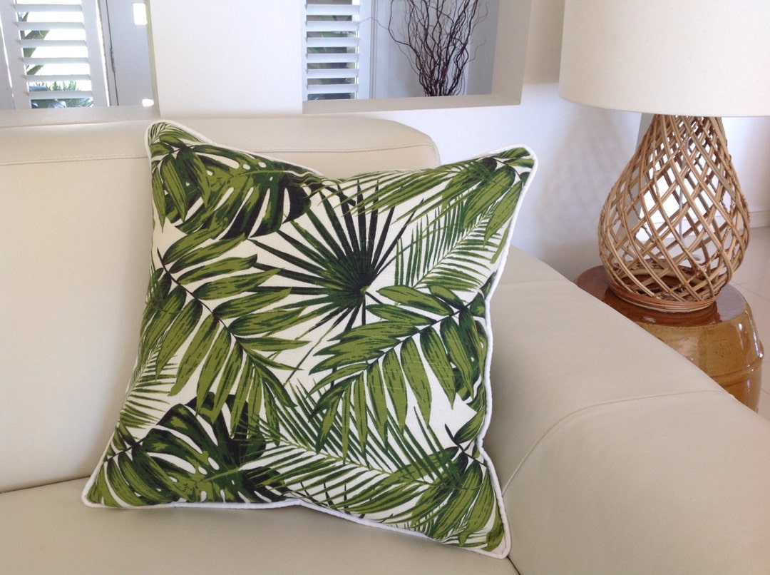 Palm Leaf Tropical Pillows, Tropical Cushion Covers, Turquoise Cushions ...