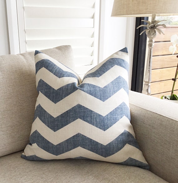 Chevron Linen Cushions Chambray Pillow Cover Spa Green | Etsy