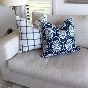 Check Cushions Blue & White, Farmhouse Checks, Pillows, Cover Only ...